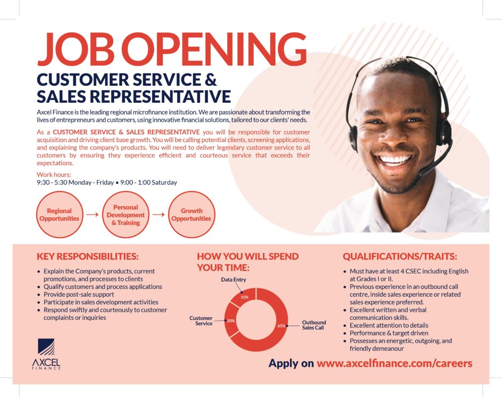 Vacancies Axcel Finance Customer Service and Sales Representatives | St ...