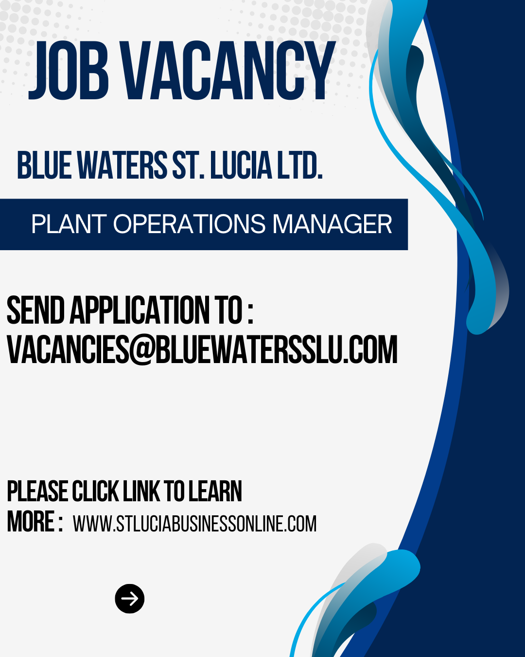 Vacancy for Plant Operations Manager at Blue Waters St. Lucia Ltd. | St ...